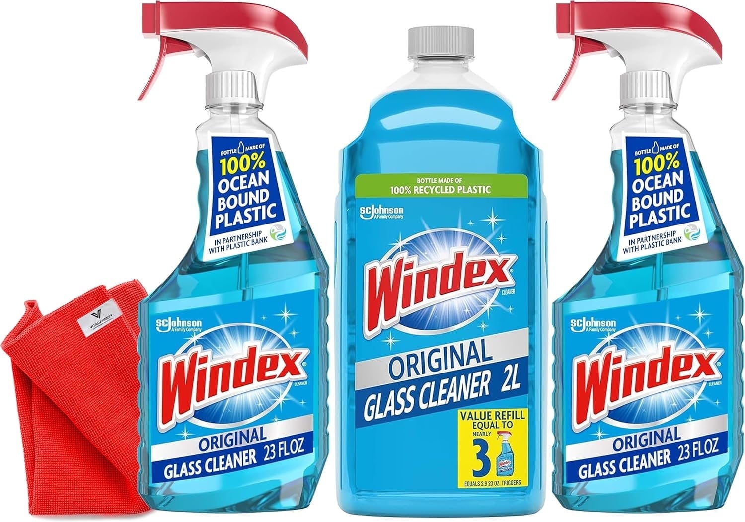 Windex Glass-Cleaner, 2 Spray 23 fl oz each and 1 2L Refill Original ...