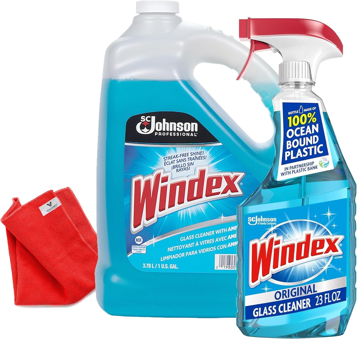 Windex Glass Cleaner 32 fl oz Spray and 1 Gallon Refill Original With ...