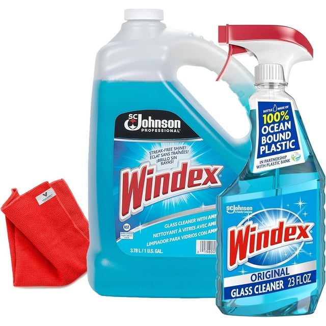 Windex Glass Cleaner 32 fl oz Spray and 1 Gallon Refill Original With ...