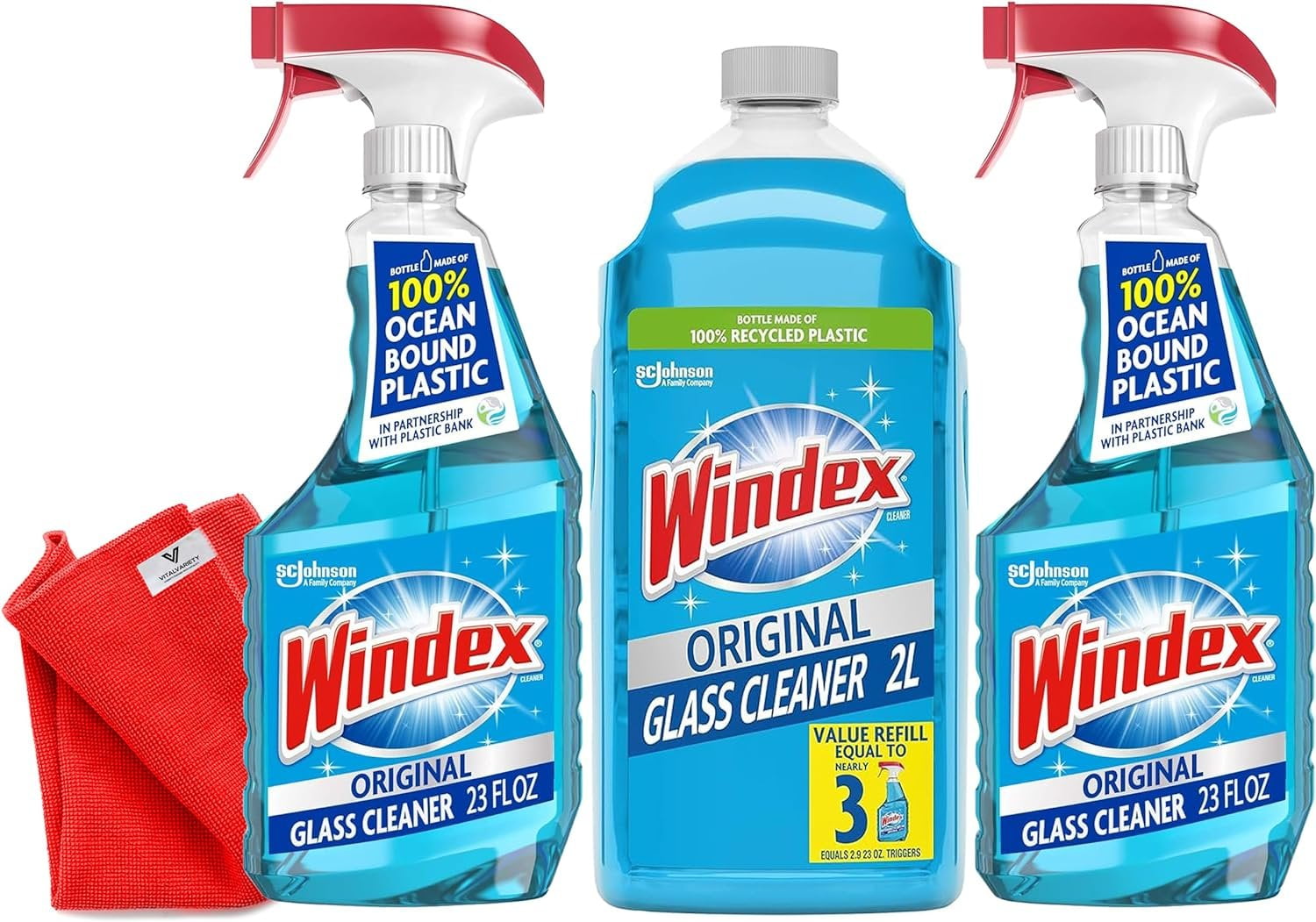 Windex Glass Cleaner Bundle 2 Spray 32 fl oz each and 1 Gallon Refill ...