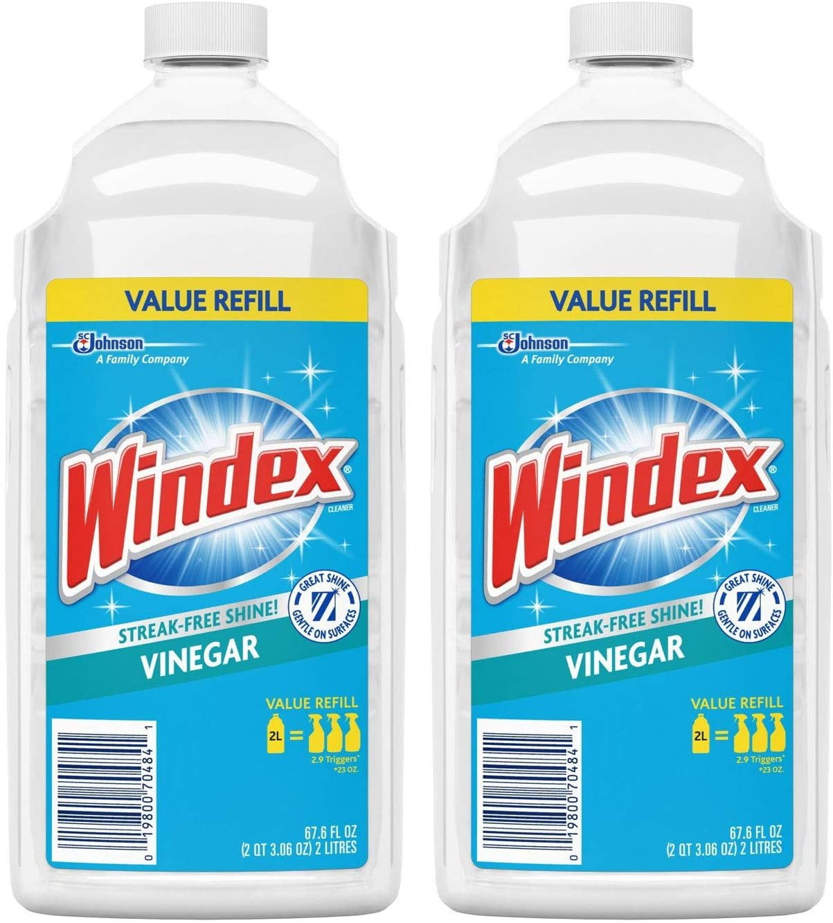 Windex Vinegar Glass Cleaner Refill, Pack of 2, 2 Liters - Walmart.com