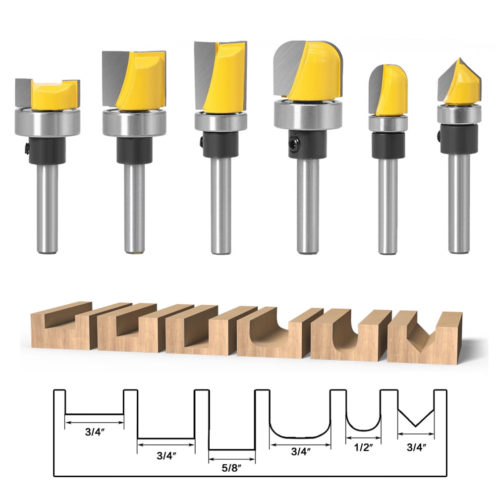 Windfall 1/6Pcs Router Bit 6mm Shank Milling Woodworking Trimming ...
