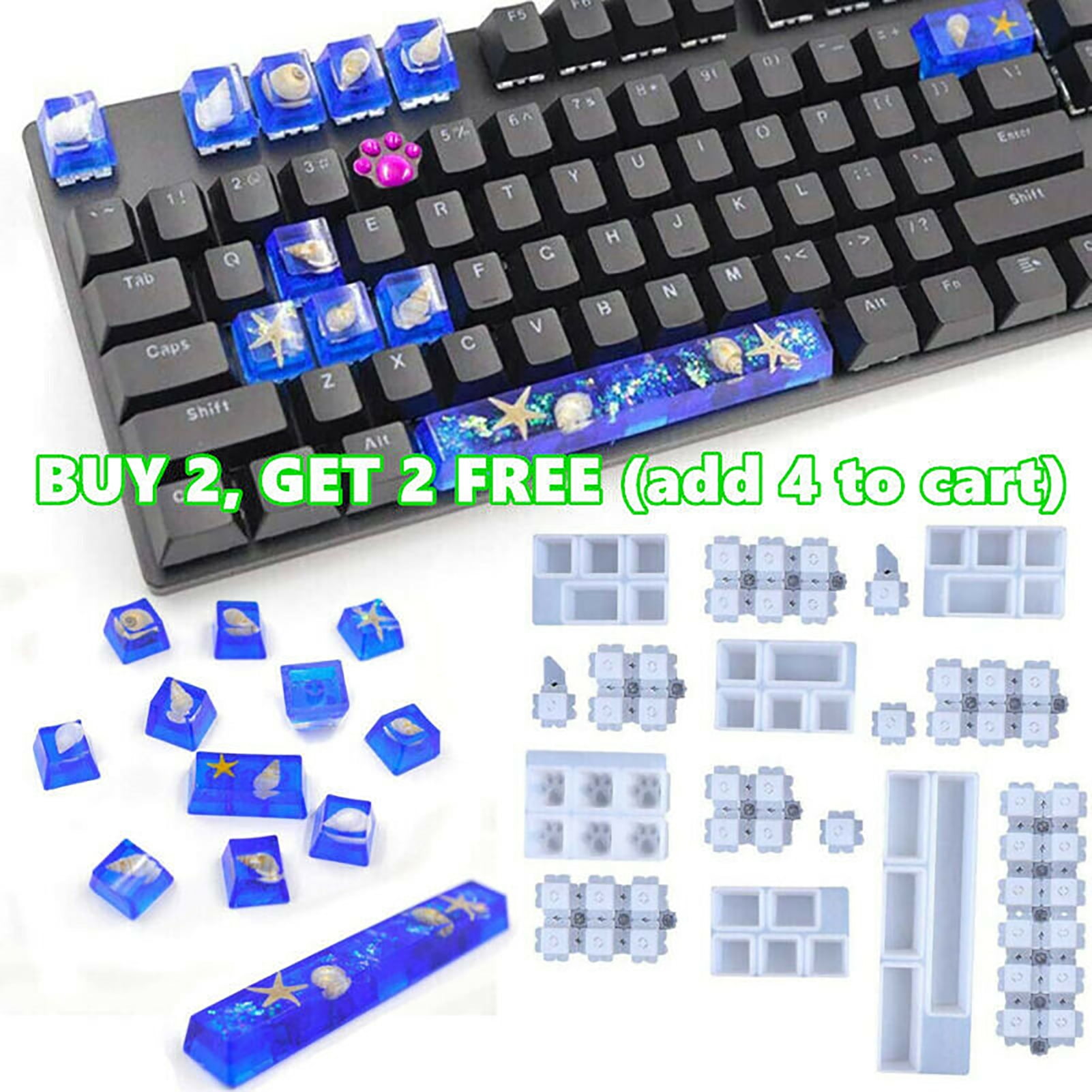 Windfall 1 Set Keycap Molds Silicone kit, Handmade Crystal Resin Molds ...