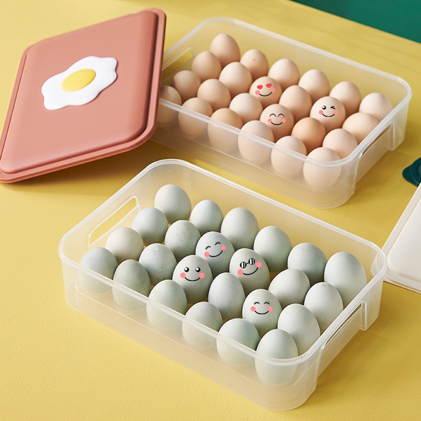 Windfall 24 Eggs Holder for Refrigerator Upgraded, Clear Plastic Egg ...