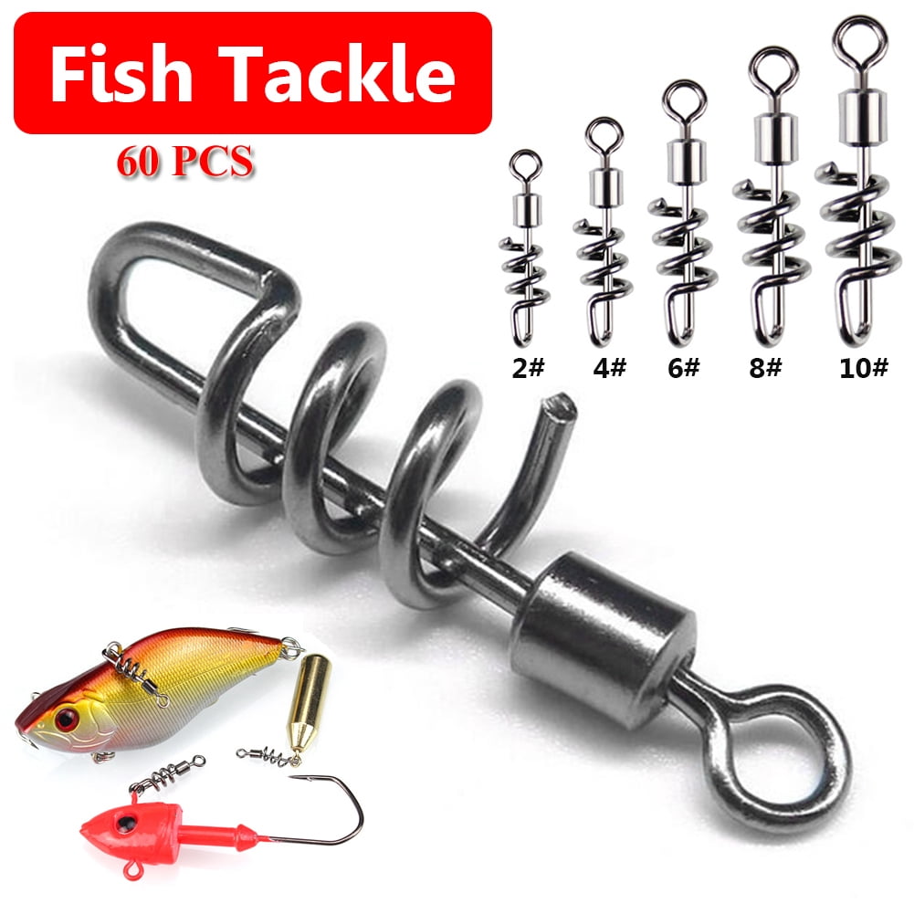 Windfall 60Pcs Fishing swivels Corkscrew Stainless Steel 8 Shape ...