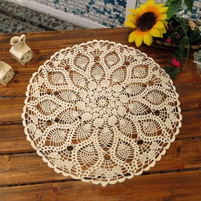 Walmart 2 Pack Ivory Lace Tablecloth, 60 in. Round Scalloped Table ...