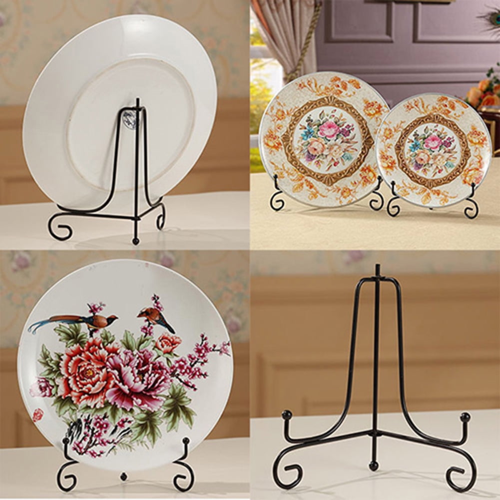 Windfall Anti-Slip Plate Stands for Display, Black Iron Easel Plate ...