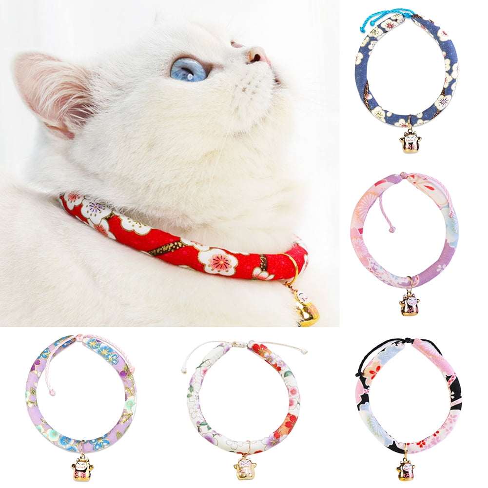 Windfall Japanese Chirimen Kitten Collar with Bell Japanese Kimono Cat ...