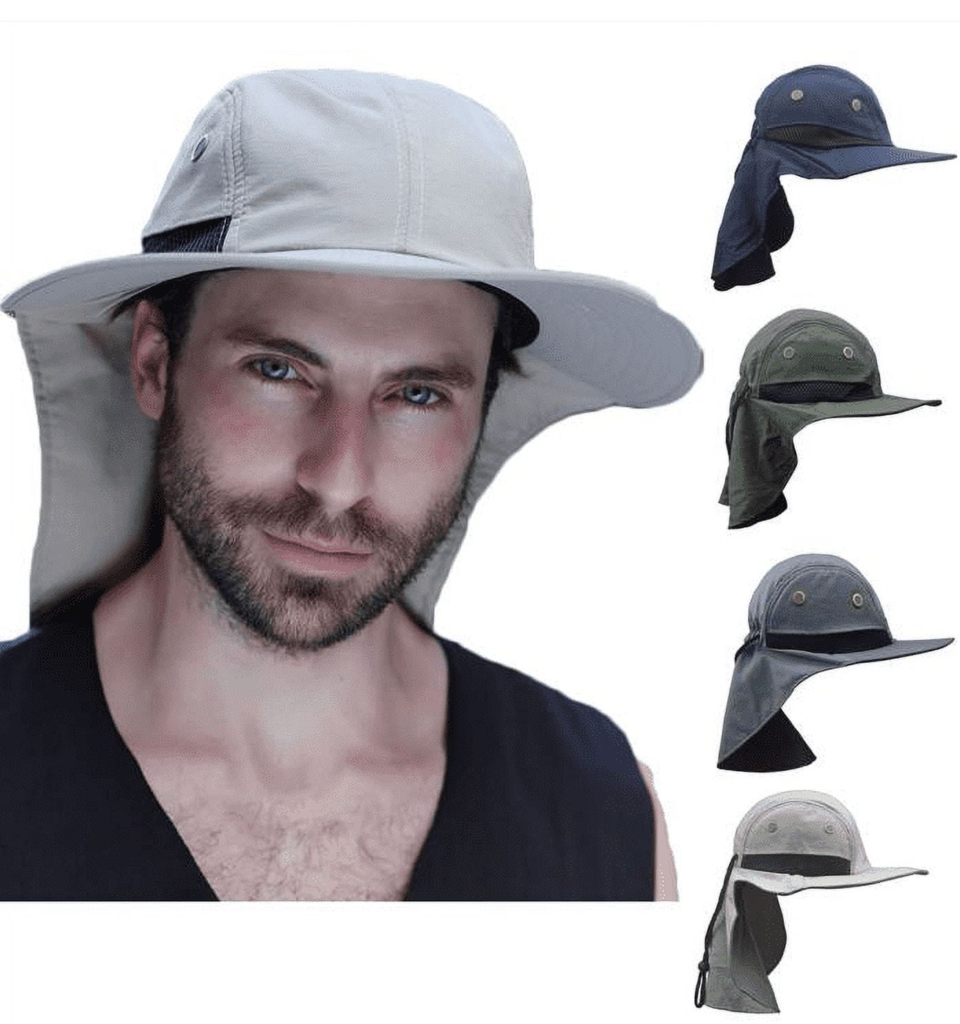 Windfall Men Sun Hat with UV Protection Wide Brim Hike Cap w/Neck Flap ...