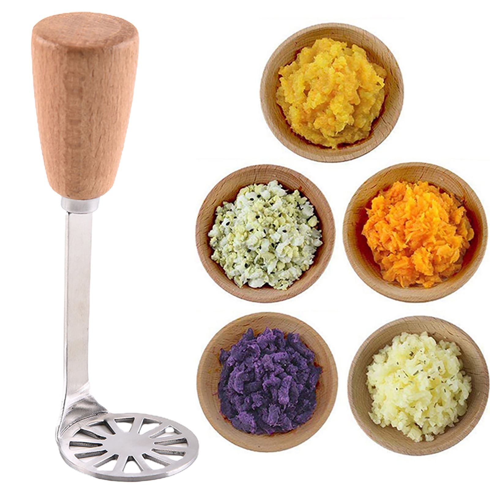 Windfall Potato Mashers, Kitchen Utensil Stainless Round Potato Masher ...