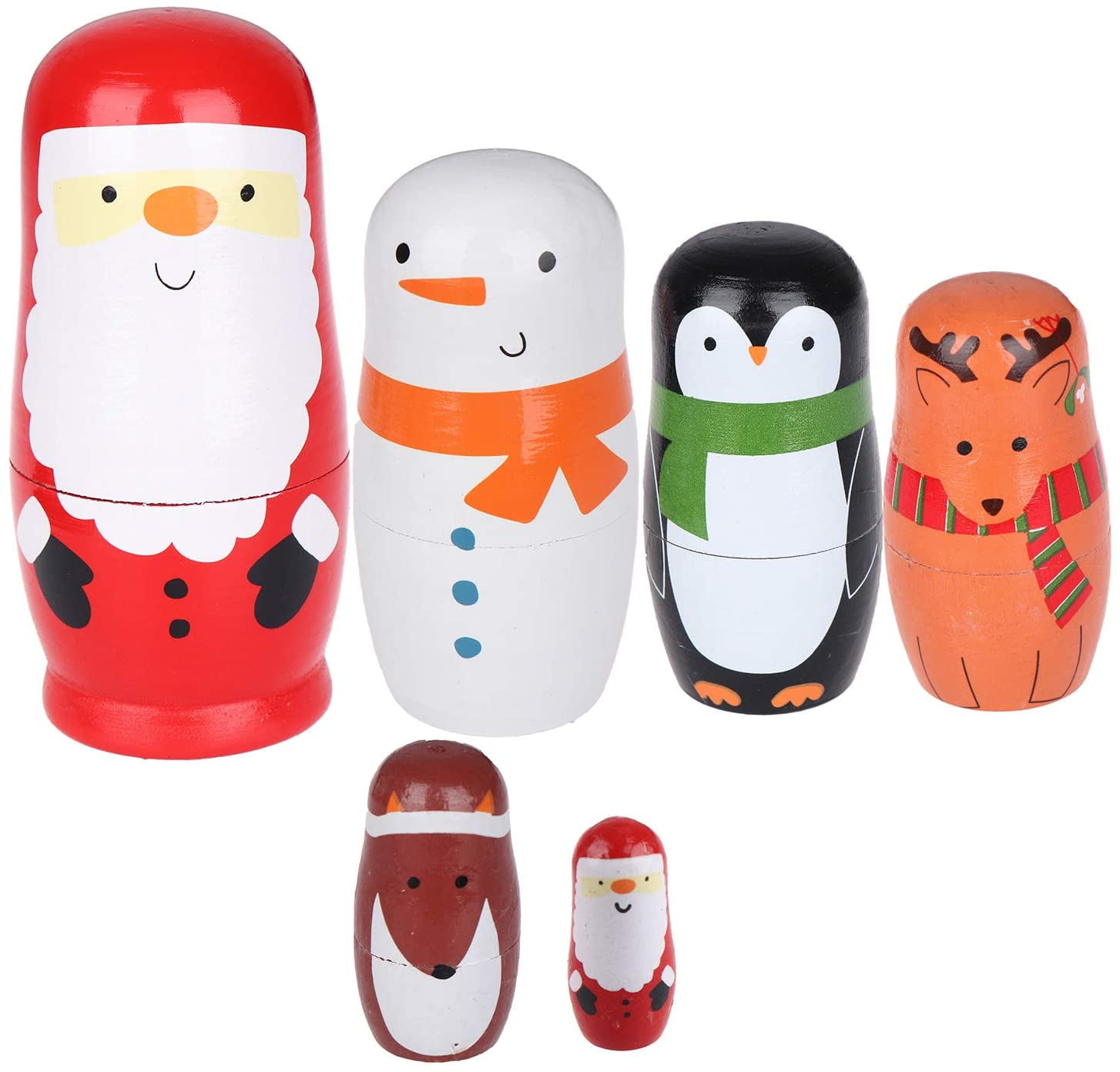 Windfall Russian Nesting Dolls Matryoshka Wood Stacking Nested Set 6 Pieces Handmade Toys for ...