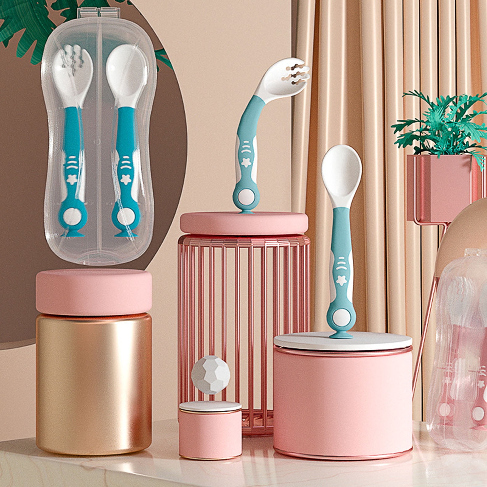 Windfall Toddler Utensils, 2 Set Bendable Baby Fork and Spoon Set ...