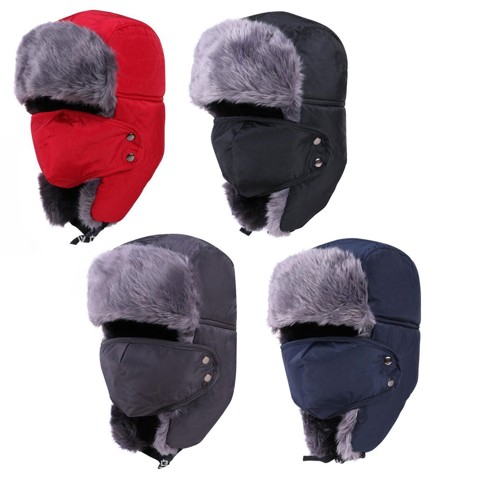 Windfall Warm Trapper Hat Windproof Winter Russian Hats with Face Cover ...