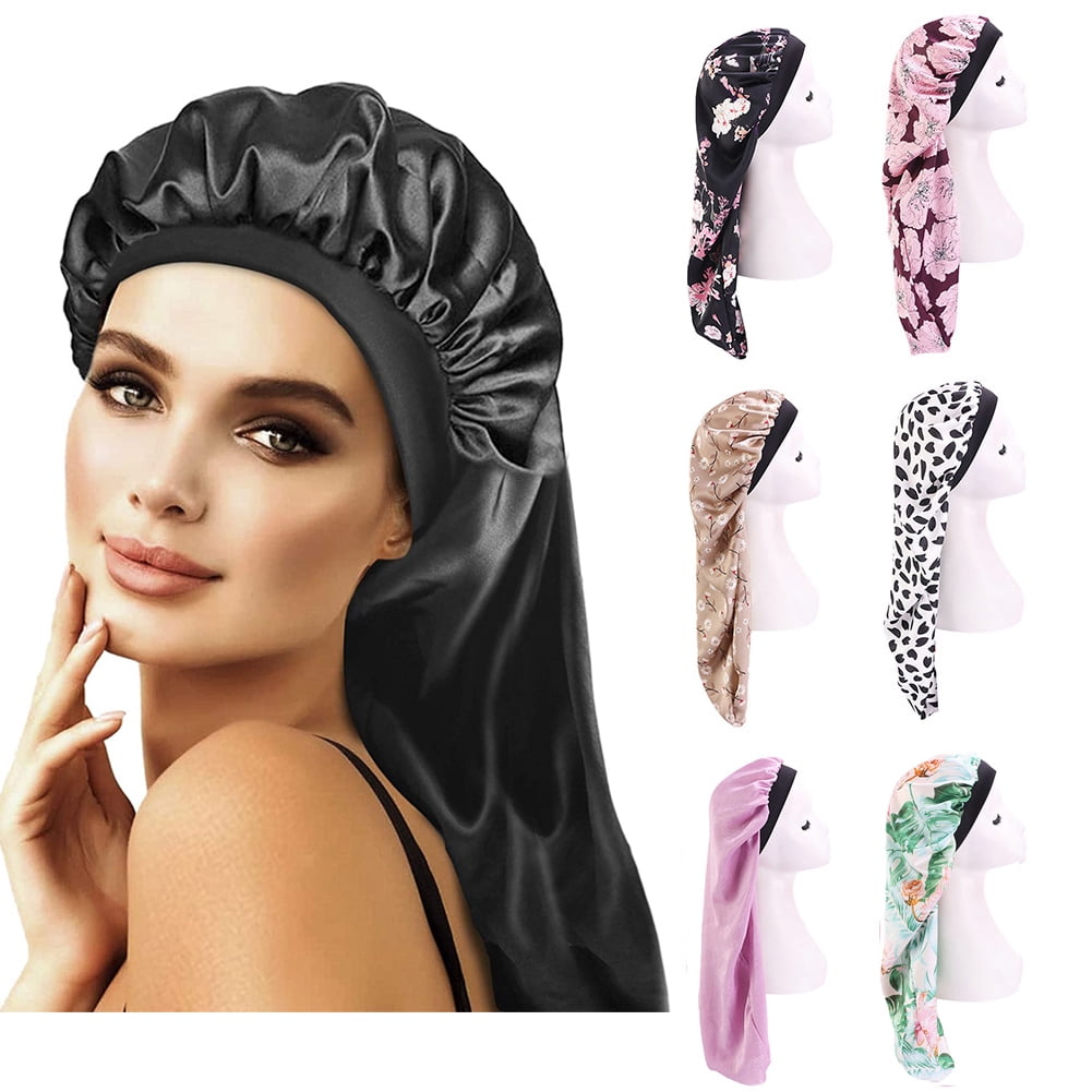 Windfall Women Hair Extra Long Satin Bonnet Sleep Cap Double Layer ...