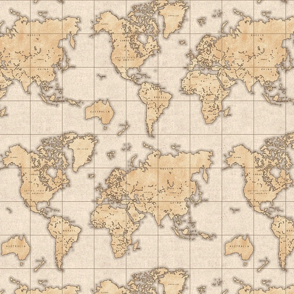 Windham Fabrics Seven Seas Almond World Map 100% Cotton Fabric sold by ...