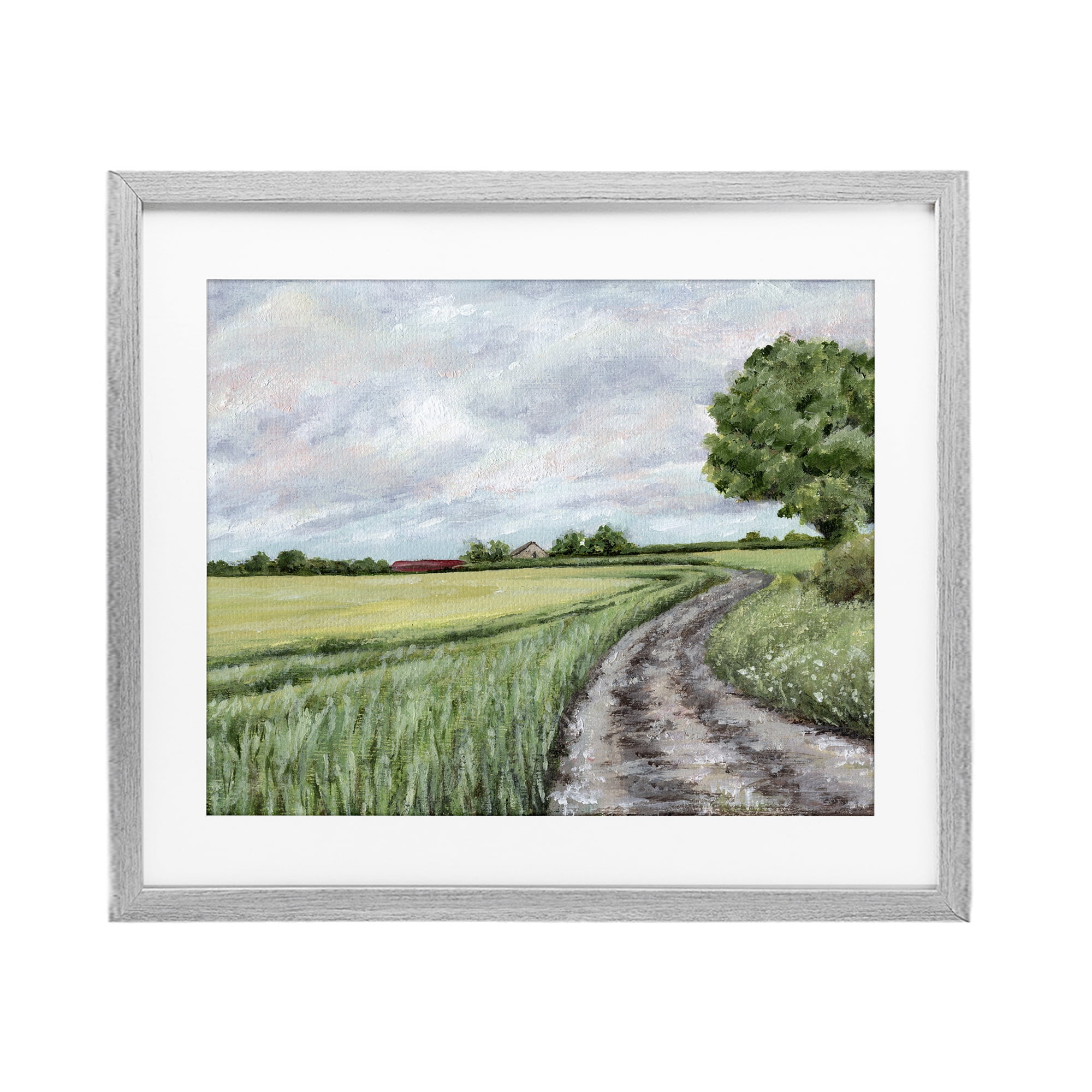 Winding Country Roads Gray Framed Print Under Glass, design by Leah ...