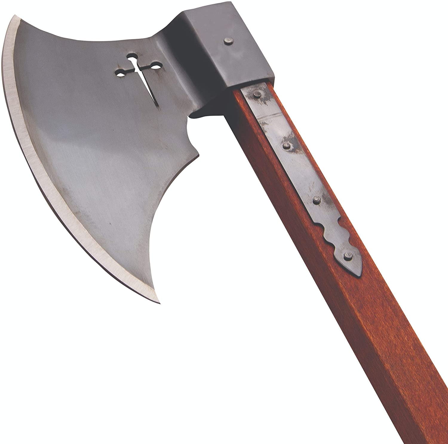 Windlass Hand Forged Crusades Steel Head Axe Pierced Cross with Leather ...