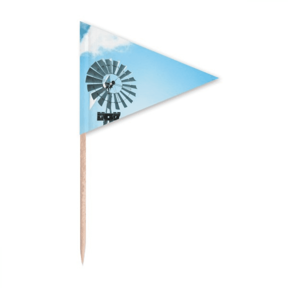 Windll White Clouds Blue Sky Toothpick Triangle Cupcake Toppers Flag ...