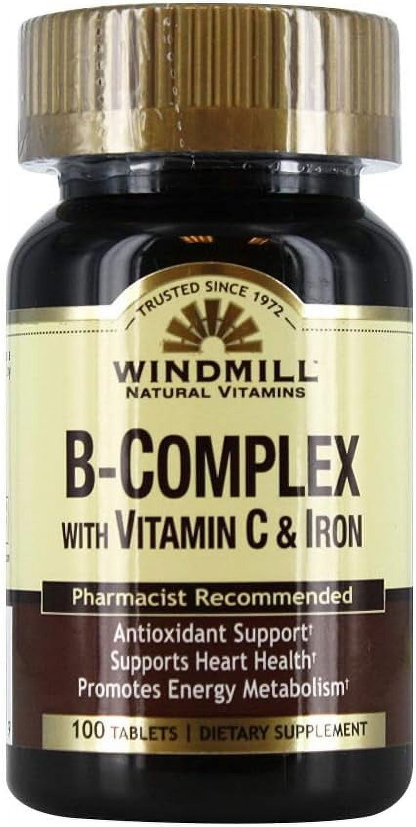 Windmill B-Complex Tablets With Vitamin C and Iron Tablets, 100 Ea, 3 ...