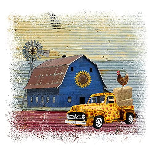Windmill Barn Sunflower Truck Sublimation Transfer, Ready to Press ...