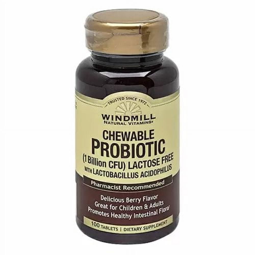 Windmill Chewables Probiotic Lactose Free Tablets Berry 100 Ct ...