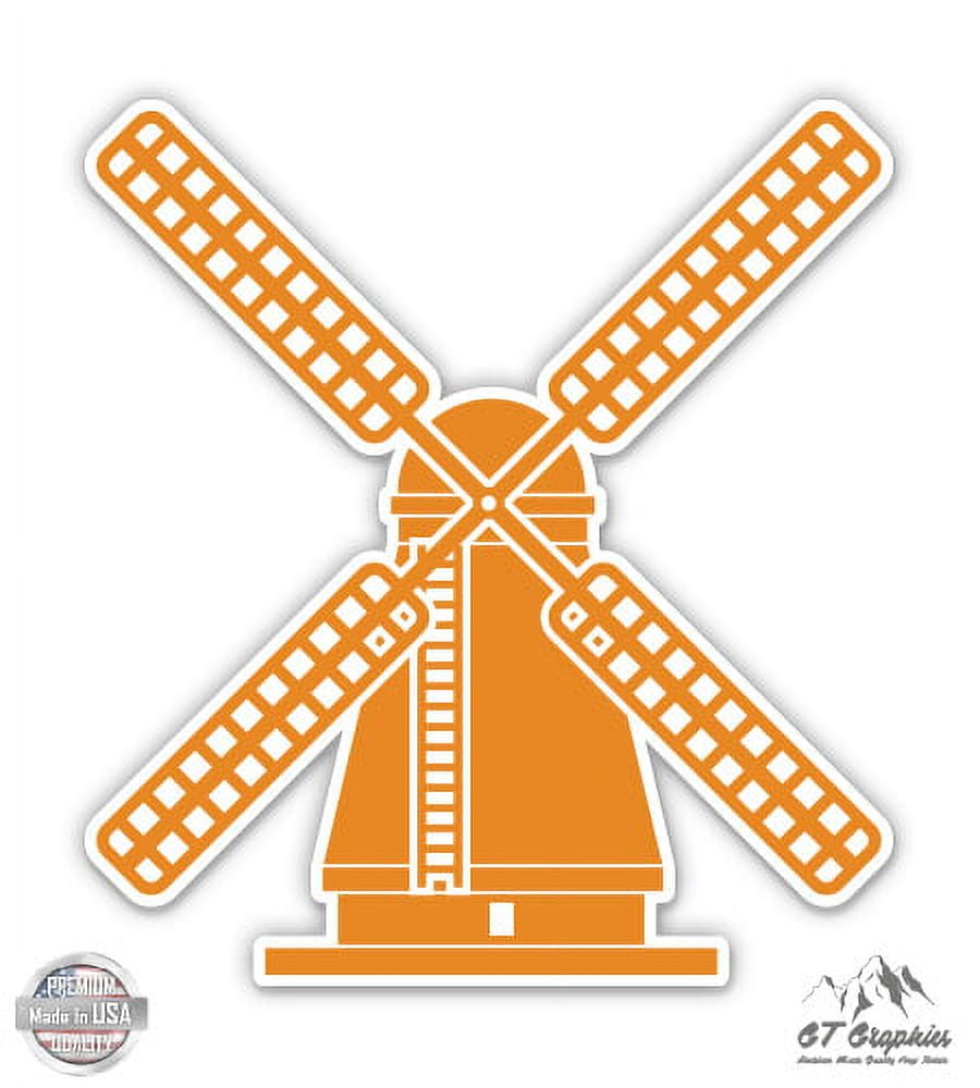 Windmill Cute Orange - 12" Vinyl Sticker Waterproof Decal - Walmart.com