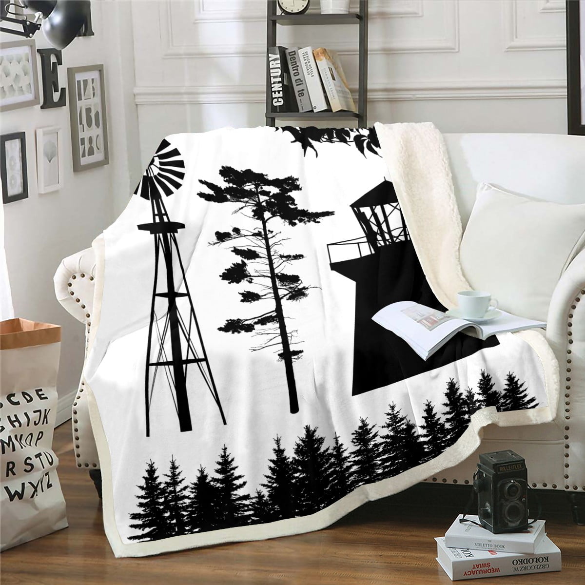 Windmill Decor Farmhouse Blanket Garden Windmill Throw Blanket 40"x50 ...