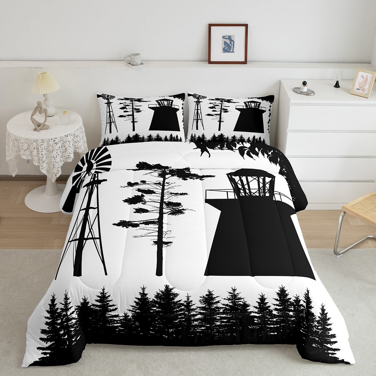 Windmill Decor Farmhouse Comforter Set Garden Windmill Bedding Set King ...