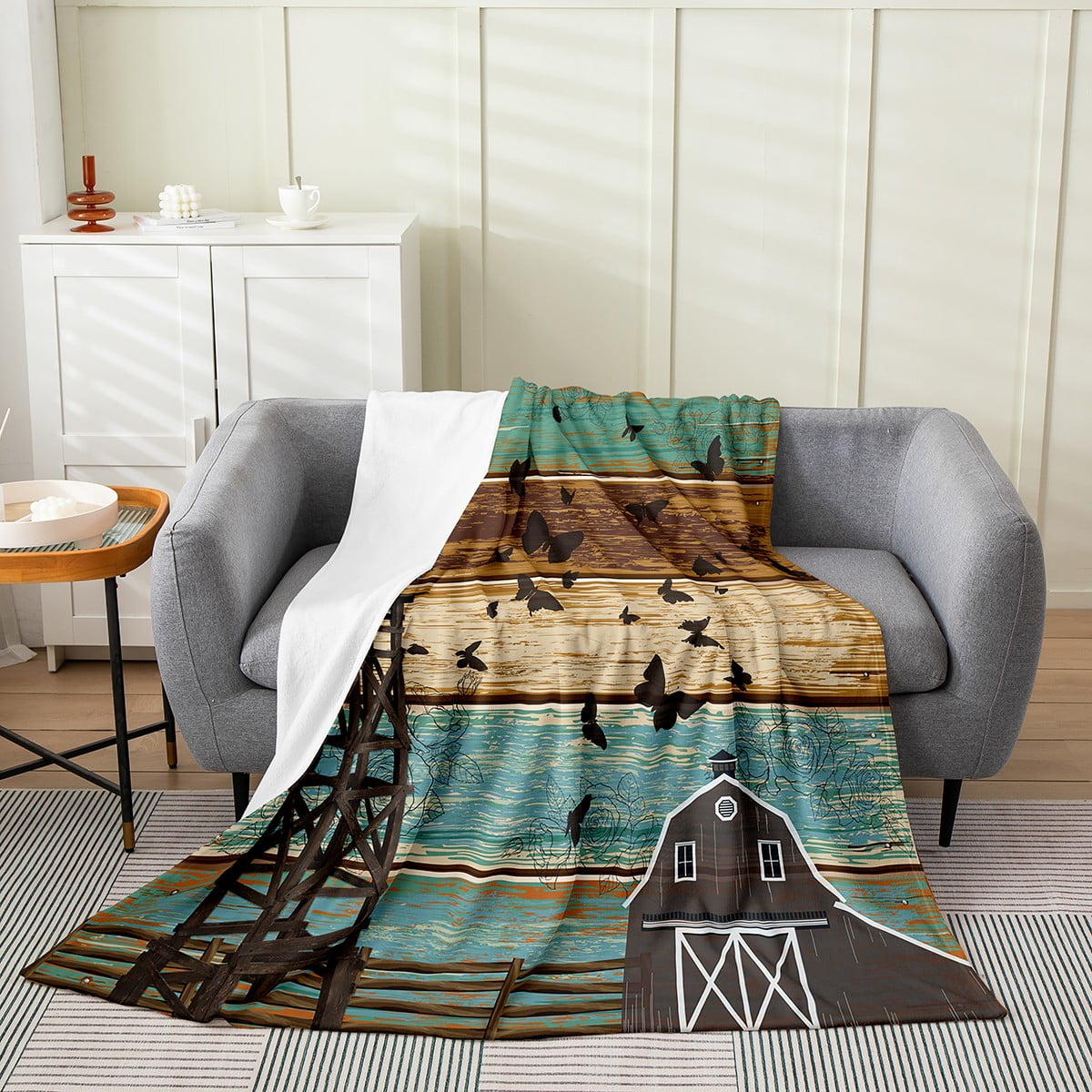Windmill Decor Farmhouse Flannel Blanket Pinwheel Winnow Throw Blanket ...
