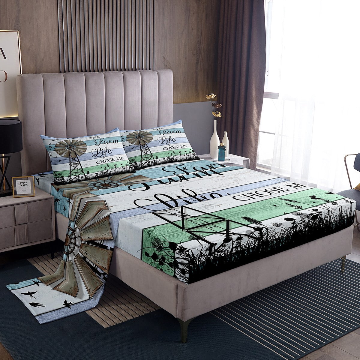Windmill Full Sheets, Rustic Windmill Farmhouse Sheet Set Western ...