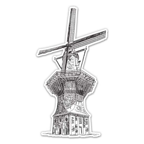 Windmill Holland - 5" Vinyl Sticker - For Car Laptop I-Pad - Waterproof ...