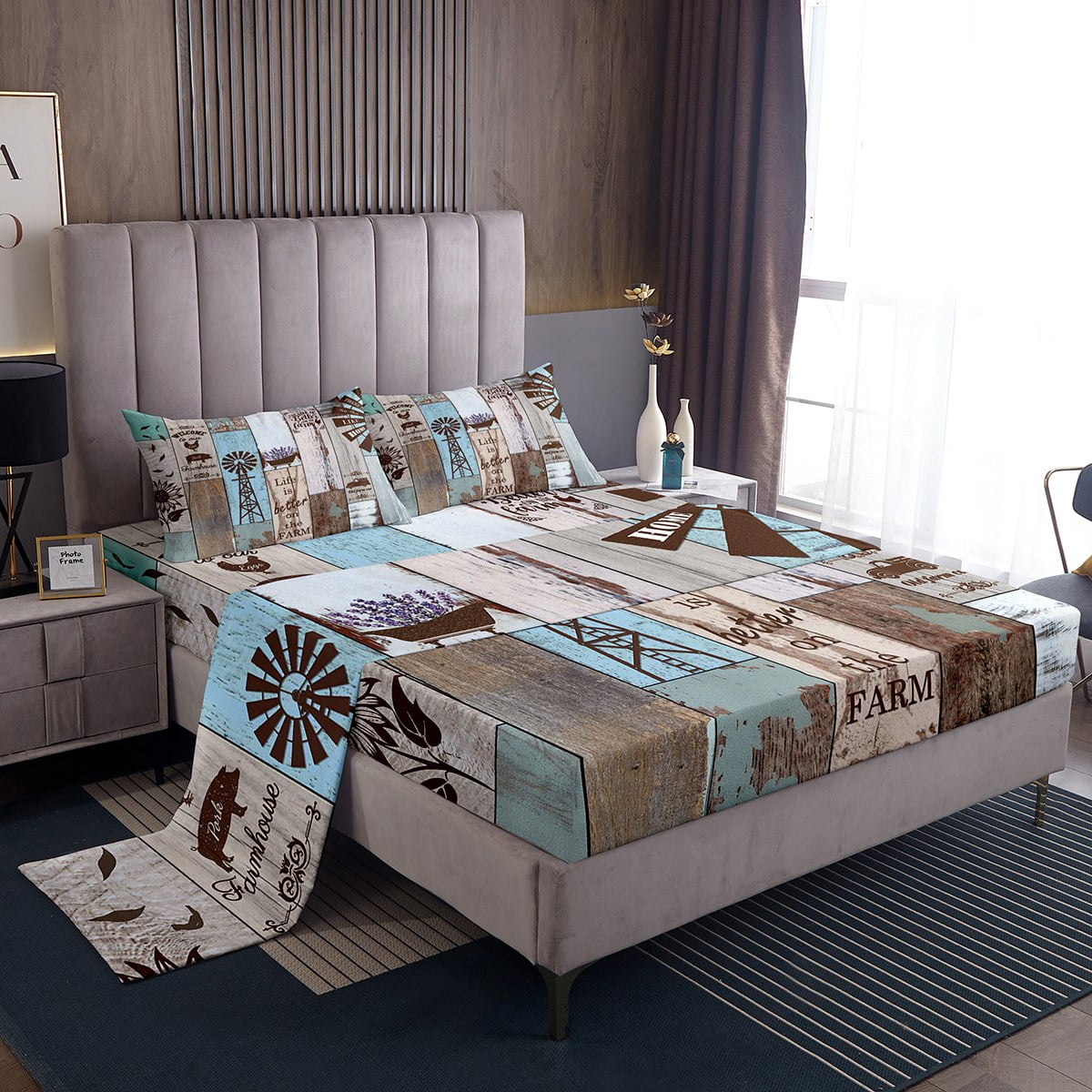 Windmill Sheet Set For Teens, Rustic Farmhouse Sheets Twin Size ...