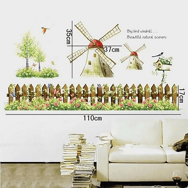 Windmill Trees Vinyl Mural Decal Wall Sticker for Glass Window Living ...