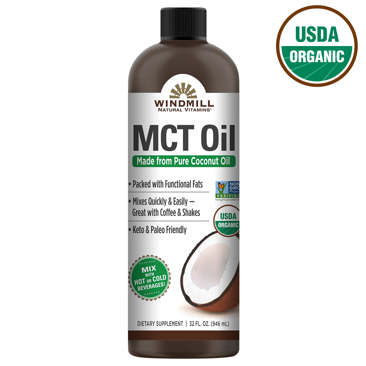 Windmill MCT Oil, 32 Ounces, Made from Pure Coconut Oil - Walmart.com