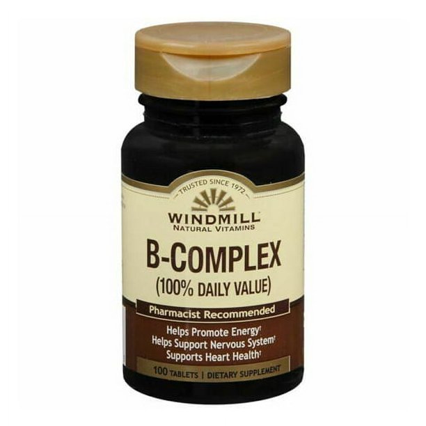 Windmill Vitamin B-Complex (100% Daily Value) Tablets, 100 Ea, 3 Pack ...