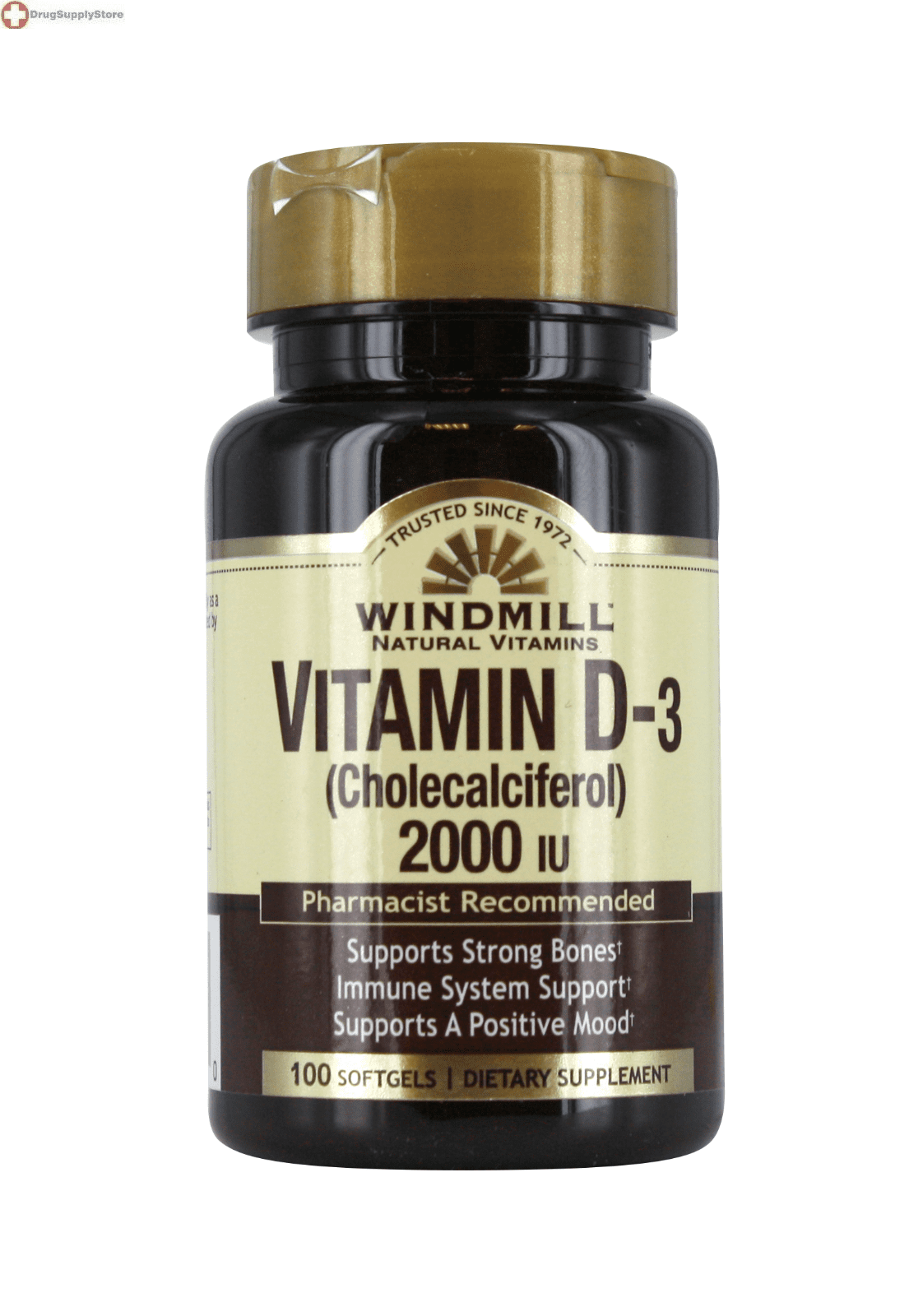 Windmill Vitamin D3 2000 IU Softgels 100 Ea, 2 Pack - Walmart.com