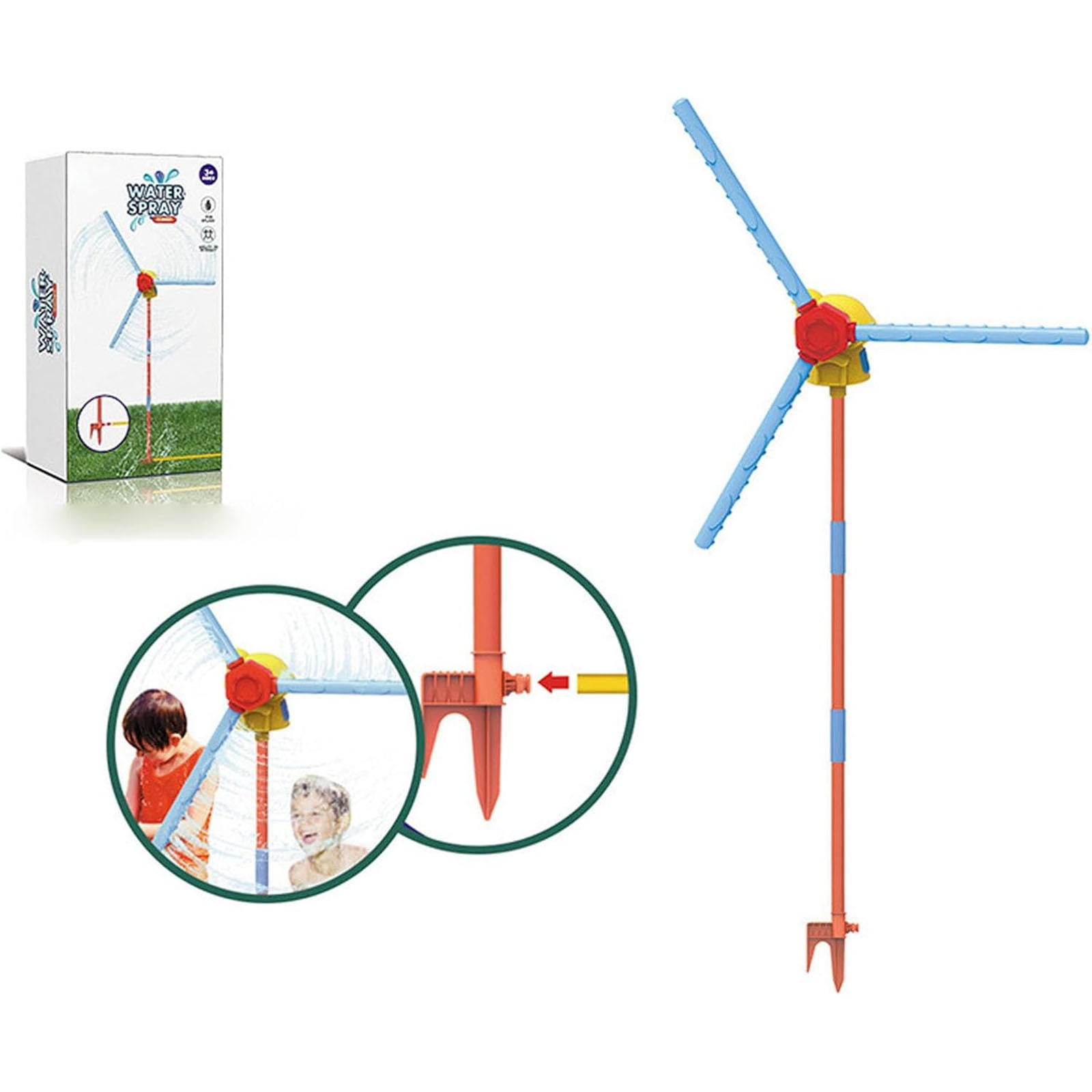 Windmill Water Sprinkler for Kids Summer Toys, 360° Rotating Splash ...