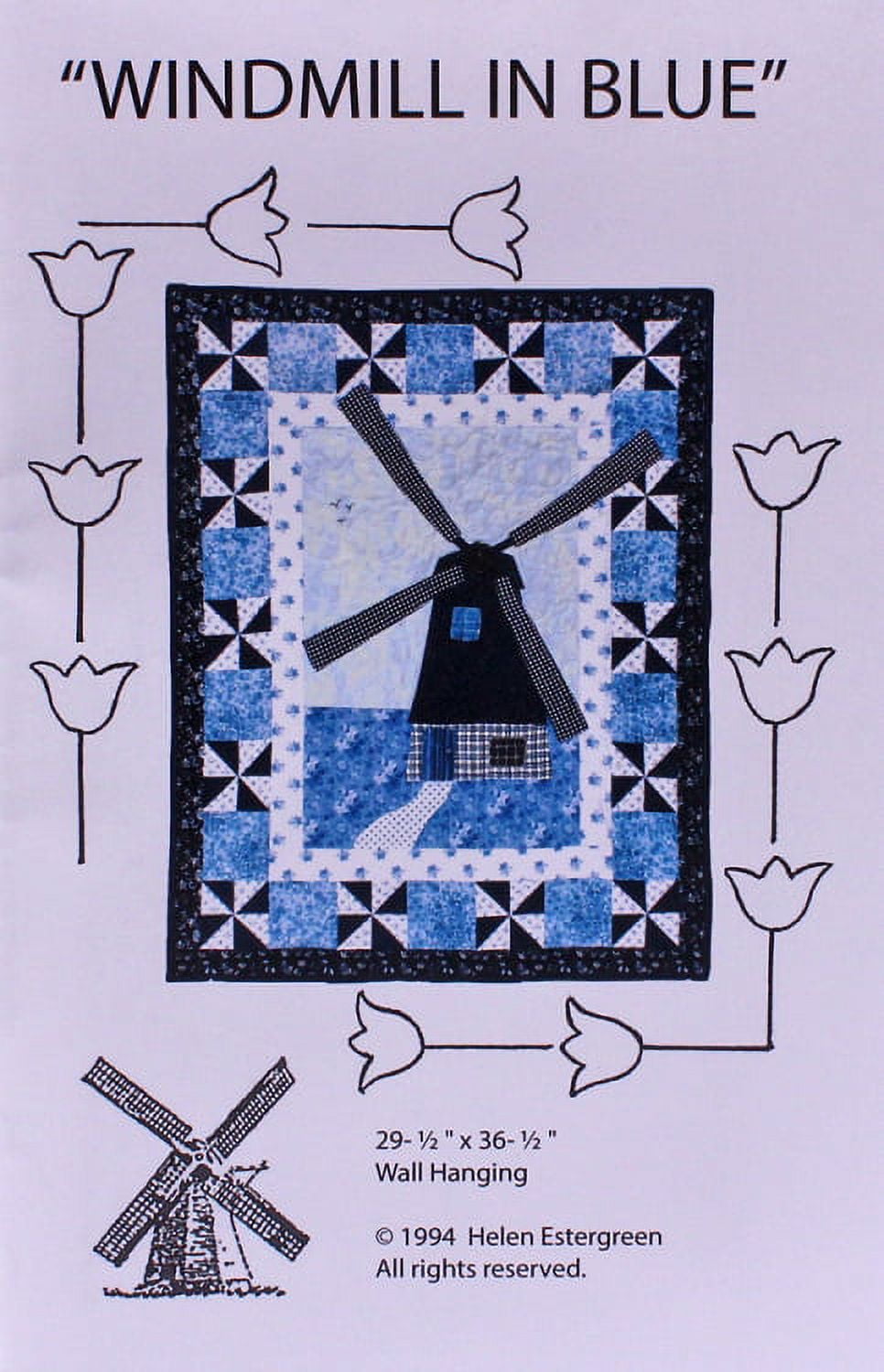 Windmill in Blue Dutch Windmill Wall-hanging Quilting Quilt Pattern ...