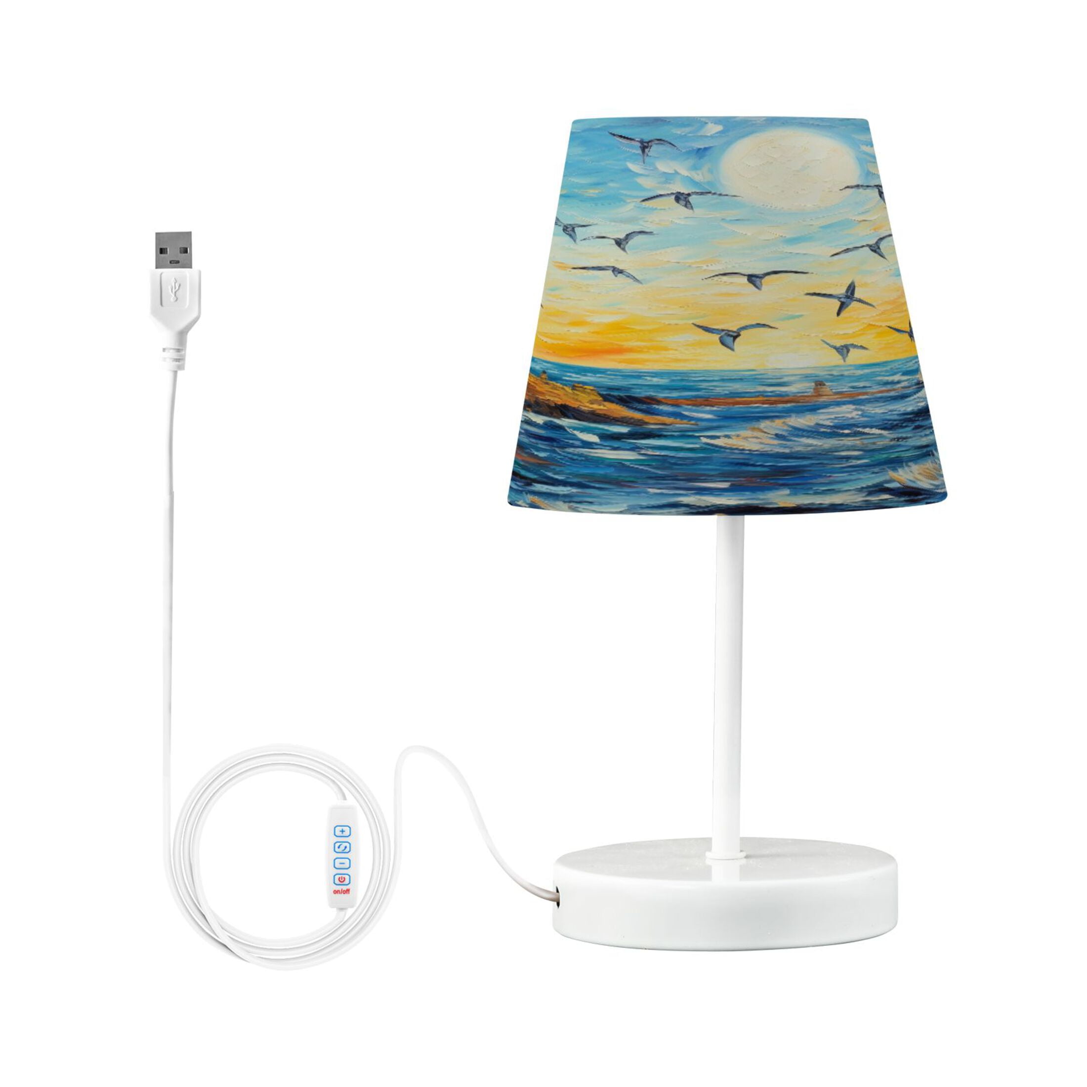 Windmill on Seashore and Seagull Desk Lamp LED Table Nightstand Lamps ...