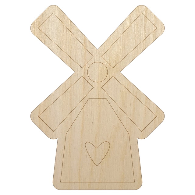 Windmill with Heart Netherlands Holland Wood Shape Unfinished Piece ...