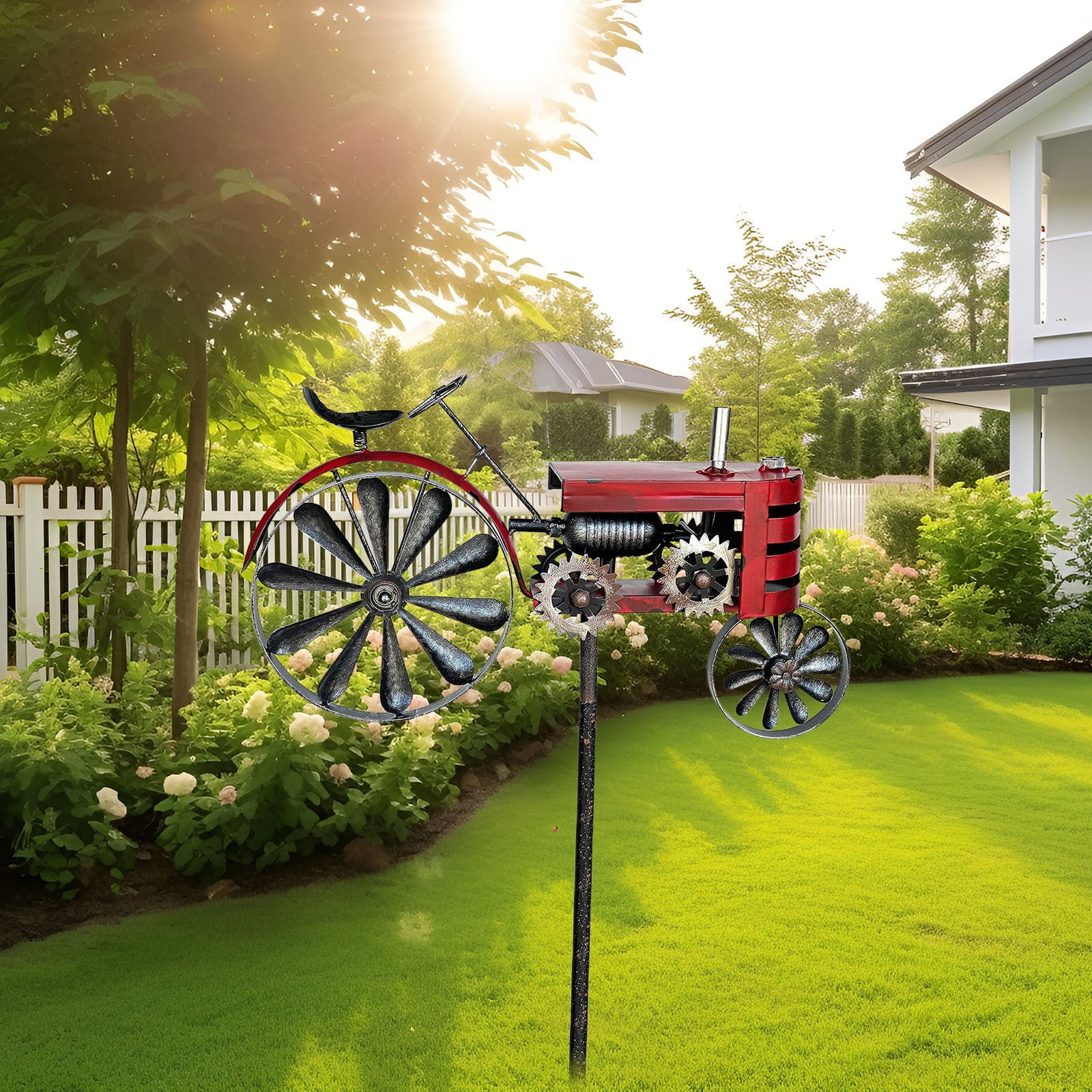 Windmills,Tractor Wind Metal Tractor Yard Stake Cart For Walkway Yard ...