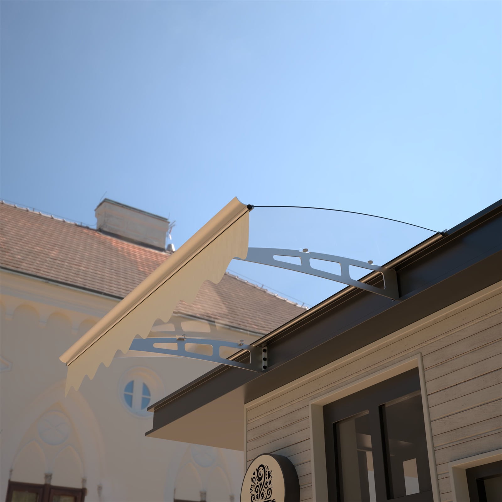 Window Awning Door Canopy, 47"Wide X 34" Deep Window Awning Overhead ...