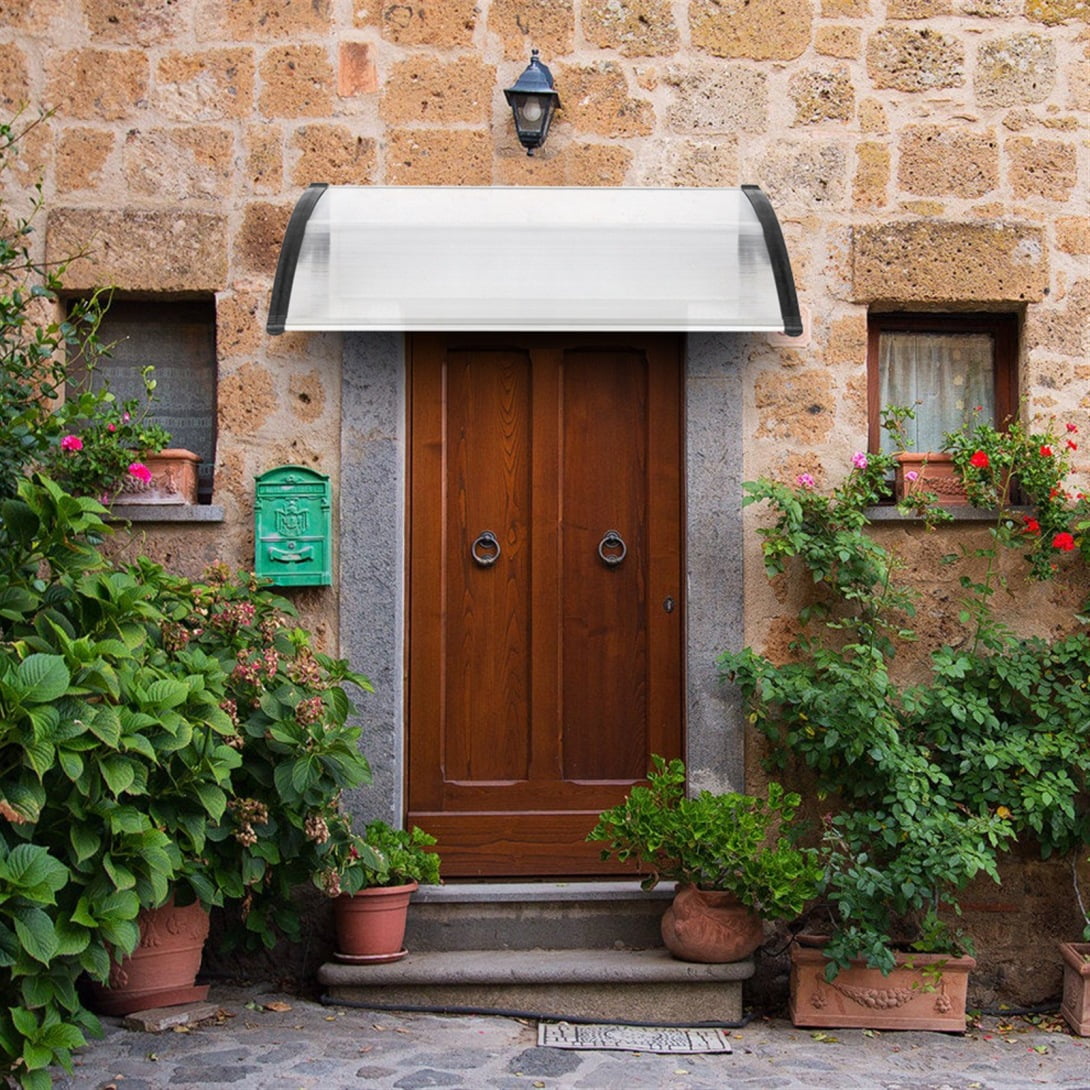 Window Awning Door Canopy Exterior, 47'' ×29'' Polycarbonate Door & Window Rain Cover Eaves ...