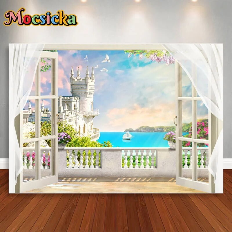 Window Backdrop for Photography Summer Sea Ocean Landscape Scenery ...