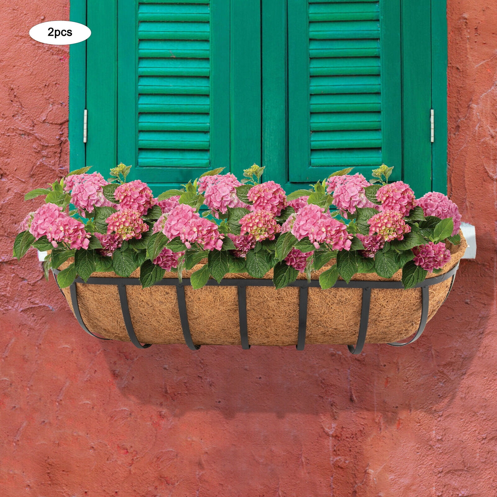 Window Baskets for Plants, 2 PCS Flower Boxes for Deck Railings, Window ...