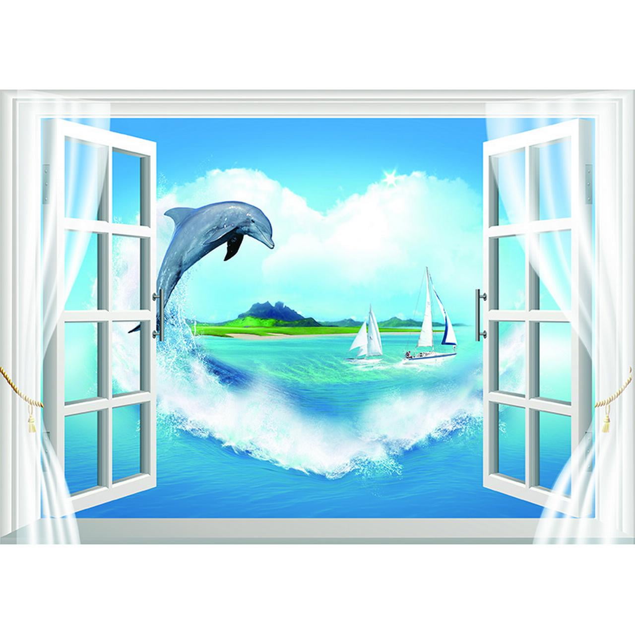Window Beach Coconut Tree Photography Backdrops Props Scenery Mall ...