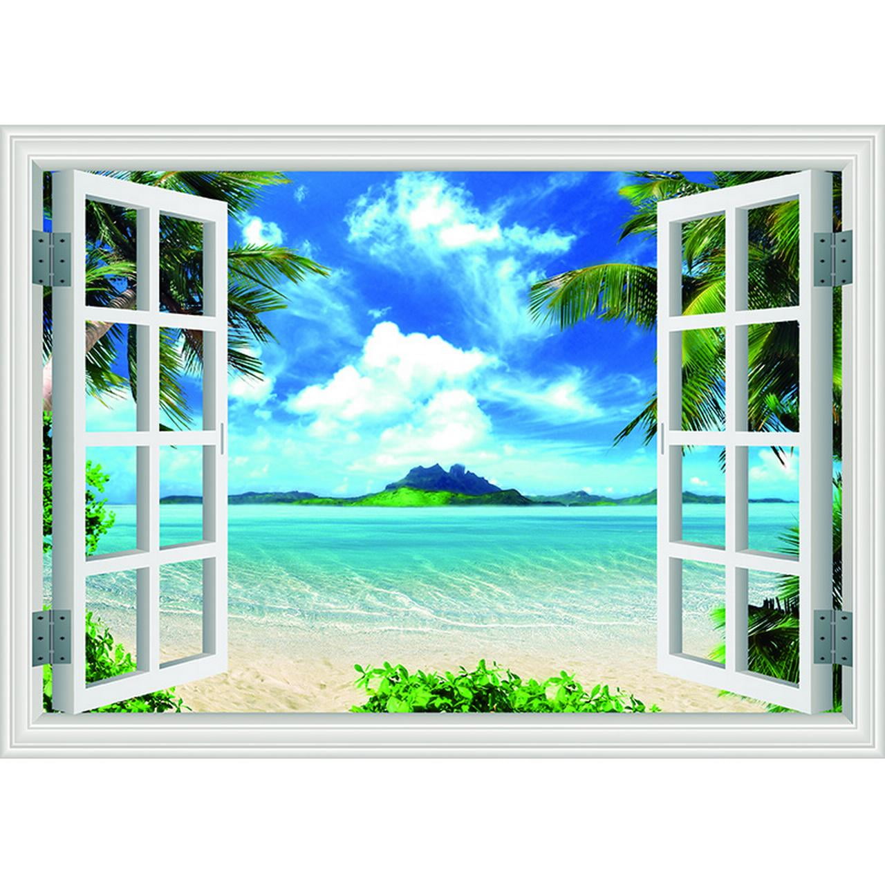 Window Beach Coconut Tree Photography Backdrops Props Scenery Mall ...