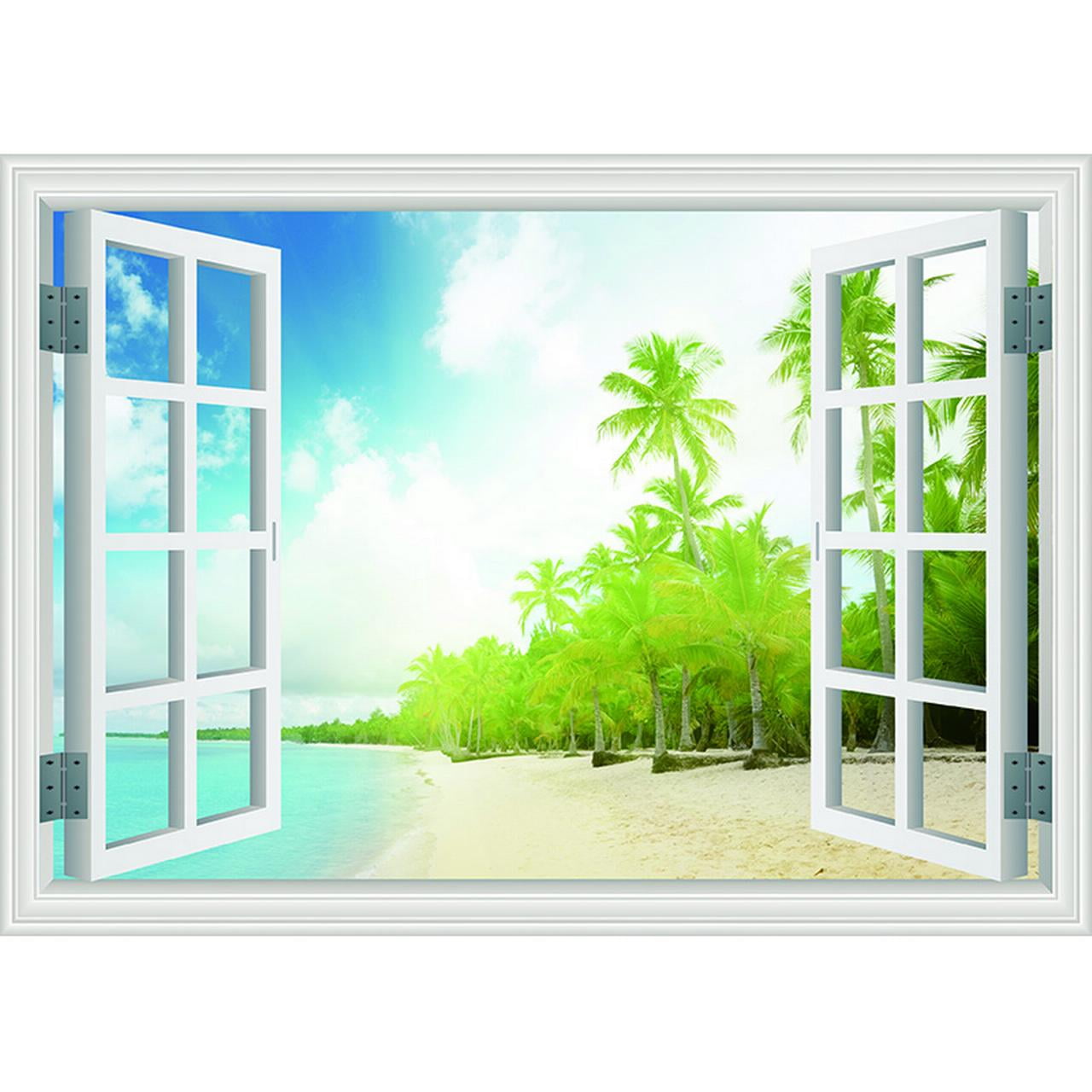 Window Beach Coconut Tree Photography Backdrops Props Scenery Mall ...
