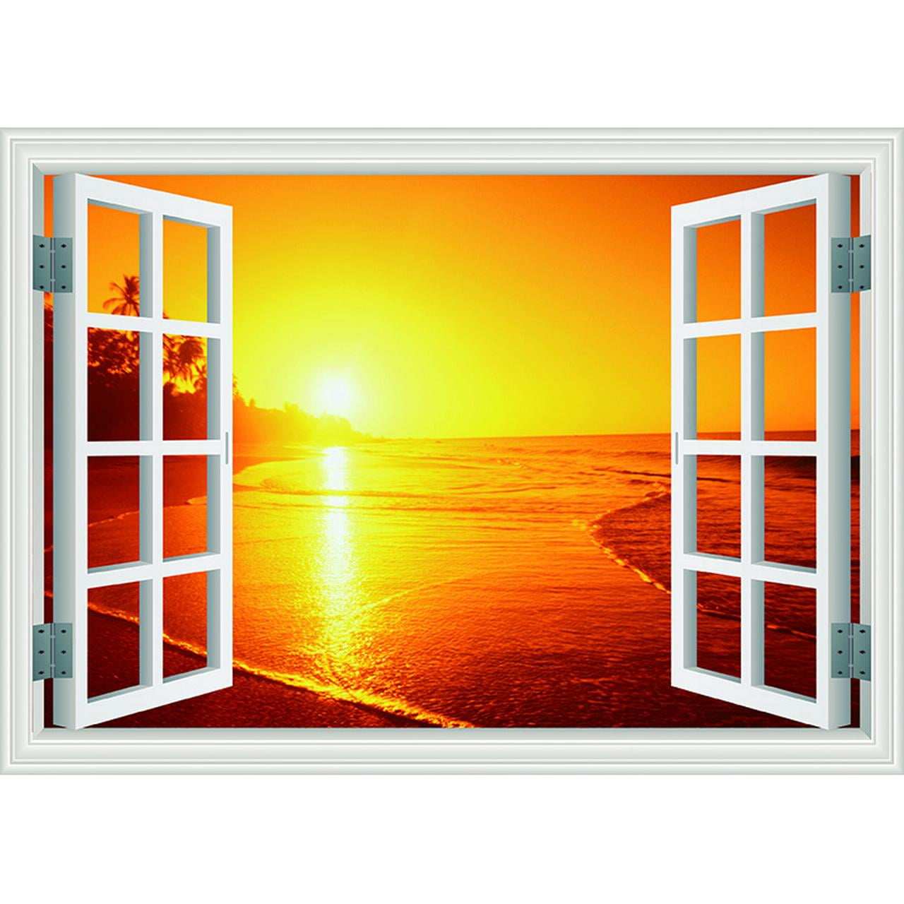 Window Beach Coconut Tree Photography Backdrops Props Scenery Mall ...