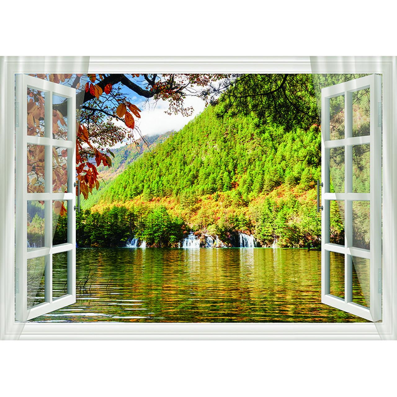 Window Beach Coconut Tree Photography Backdrops Props Scenery Mall Indoor Decoration Photo ...